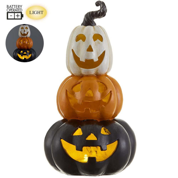 11" Jack-O-Lantern Stack Light - Battery Operated - Black/Orange/White ...
