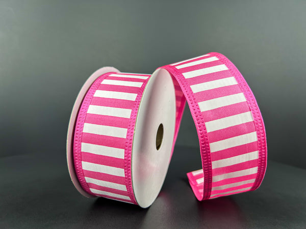 Hot Pink & White Stripe Wired Ribbon - 1.5" x 10yds – AshleyNichole Designs