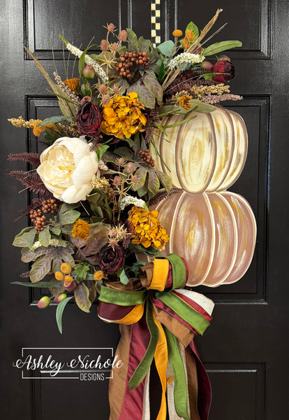Golden Heirloom Harvest Pumpkin Wreath – AshleyNichole Designs
