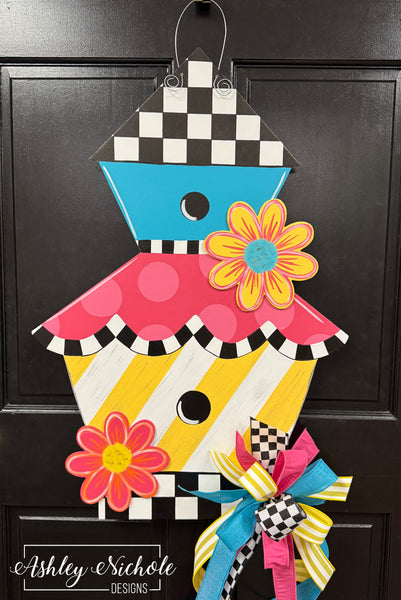 Birdhouse Condos - Bright & Colorful - Door Hanger (Hand-Painted)