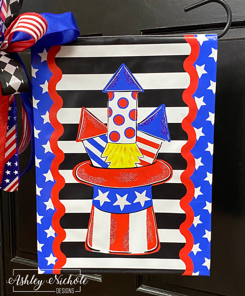 Rockets Red Glare Patriotic - Vinyl Garden Flag – AshleyNichole Designs