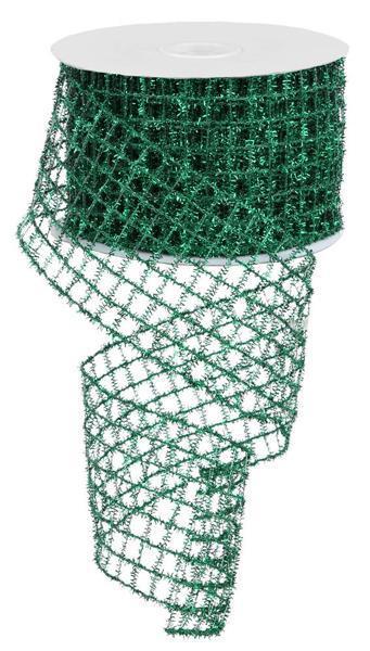 Emerald Green Tinsel Mesh Wired Ribbon - 2.75" x 10yds – AshleyNichole ...