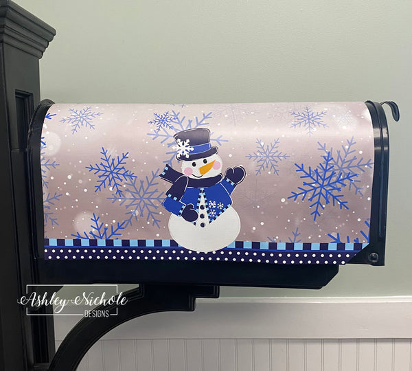 Winter Blues Snowman - Magnetic Vinyl Mailbox Cover – AshleyNichole Designs