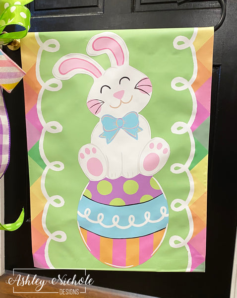 Bunny - Cute as a Button - Vinyl Garden Flag – AshleyNichole Designs
