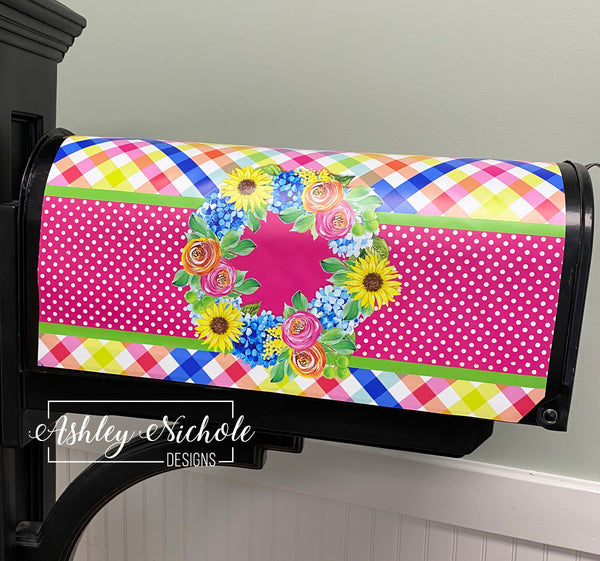 ** Full Bloom Wreath of Florals - Magnetic Vinyl Mailbox Cover ...