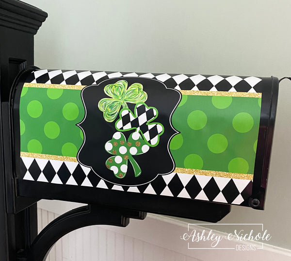 St. Patrick's Stacked Shamrock - Magnetic Vinyl Mailbox Cover ...